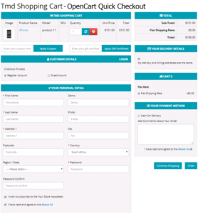 OpenCart Quick Checkout Module | One Page Checkout by TMD